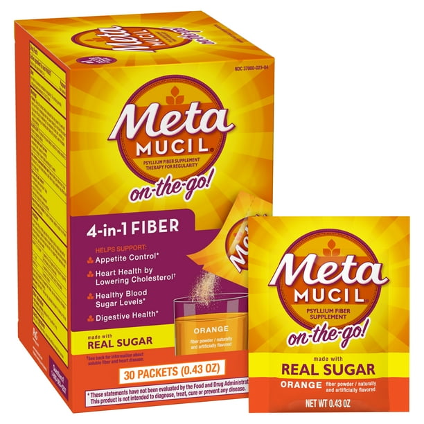 Metamucil On-the-Go, 4-in-1 Fiber for Digestive Health, 30 Packets ...