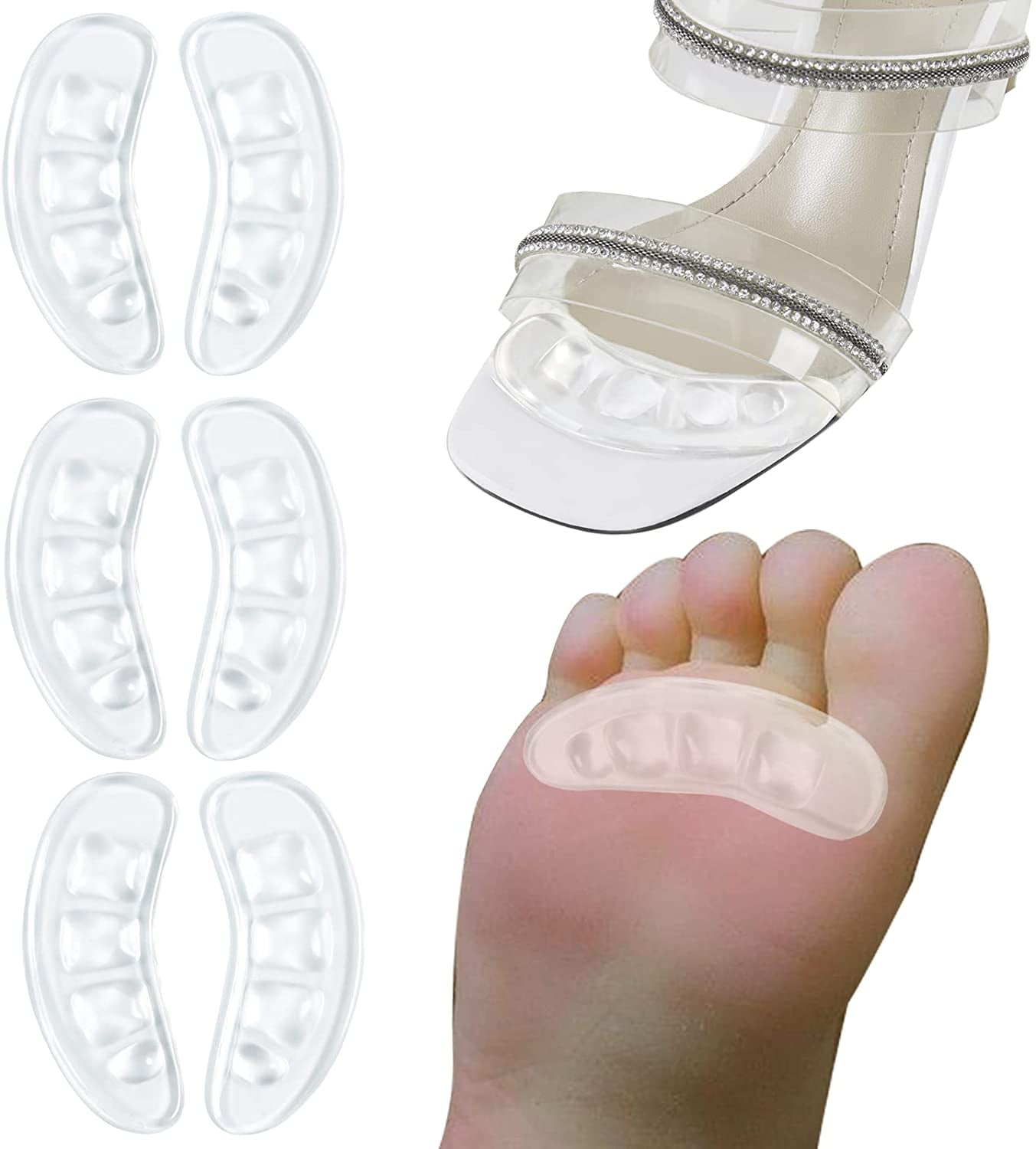 Metatarsal Pad,Women's Gel 3 Pr Ball of Foot Cushions,Lasting Comfort ...