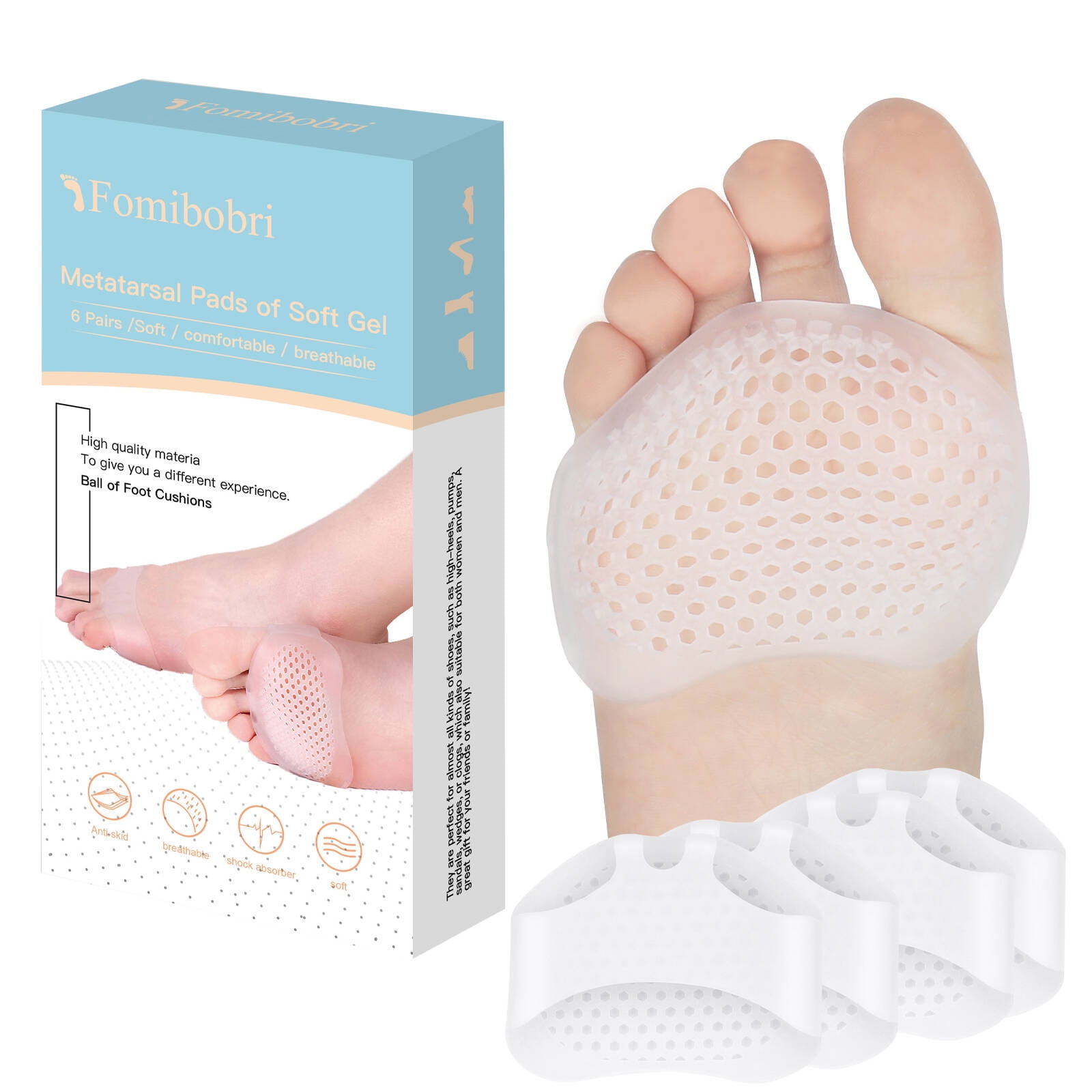 DAILISHA Metatarsal Pads 12 Pcs, Soft Gel Foot Inserts, Pain Relief ...