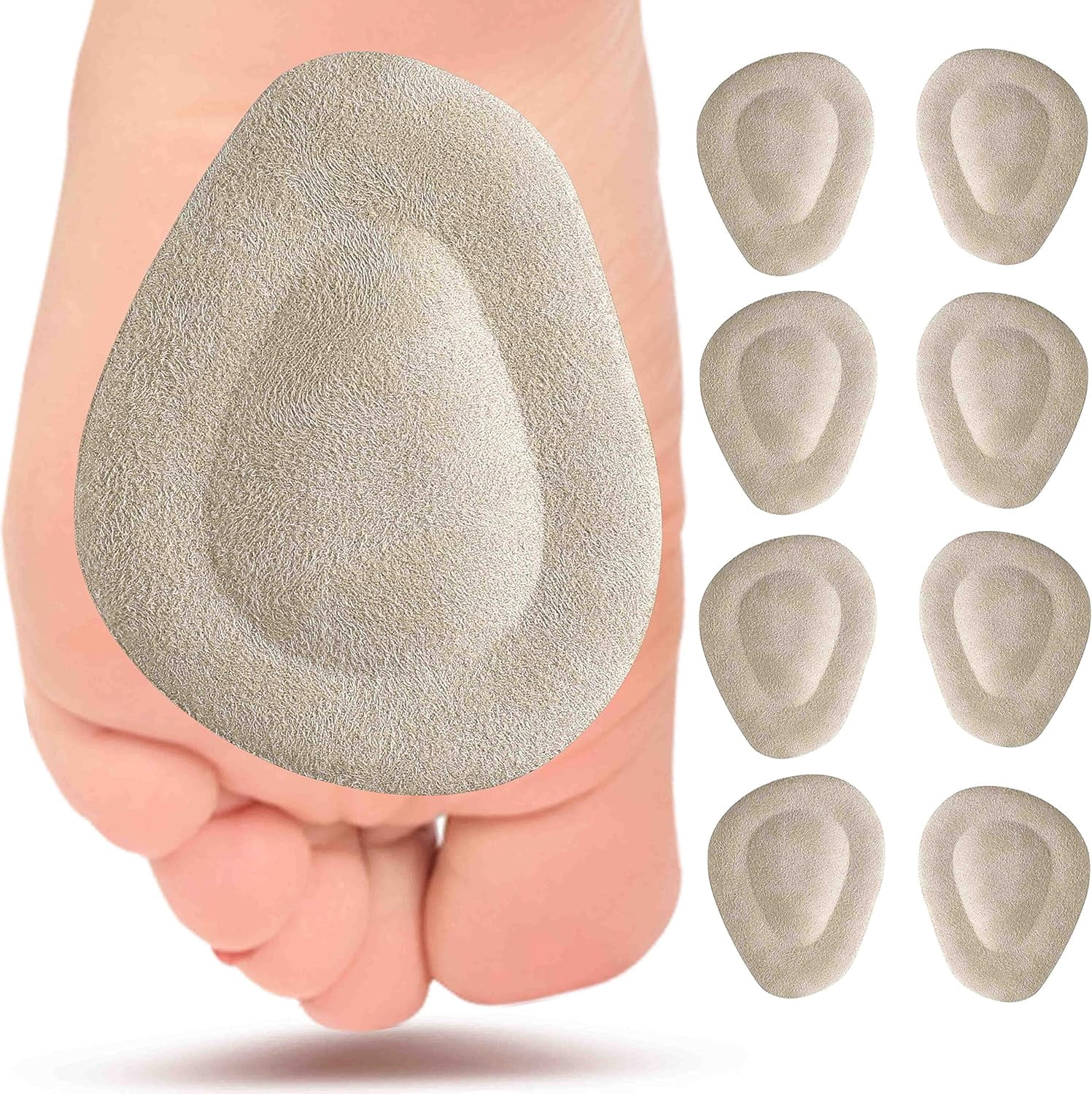 Metatarsal Pads, 8 Pack, Fleece Surface Gel, Metatarsal Foot Pain ...