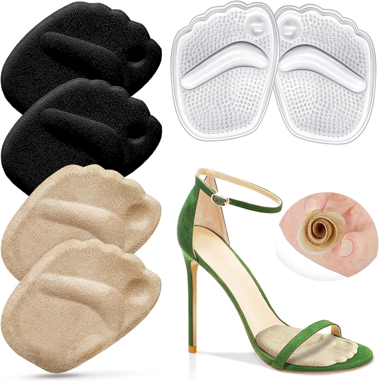 Metatarsal Pads for Women,Anti Sliding Foot Pads for Open Toe Shoe ...