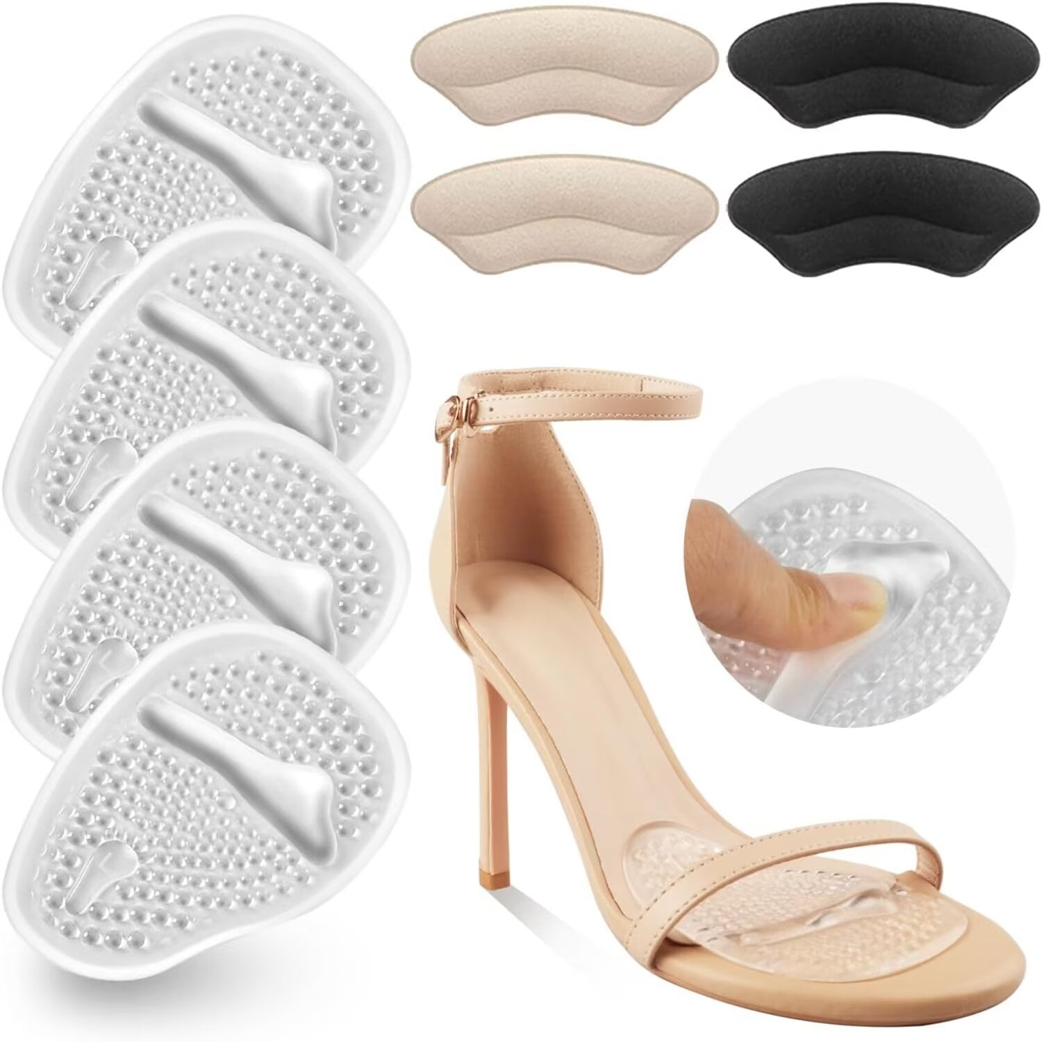 High Heel Cushion Inserts Pads (2 Pairs) Suede Ball of Foot Forefoot ...
