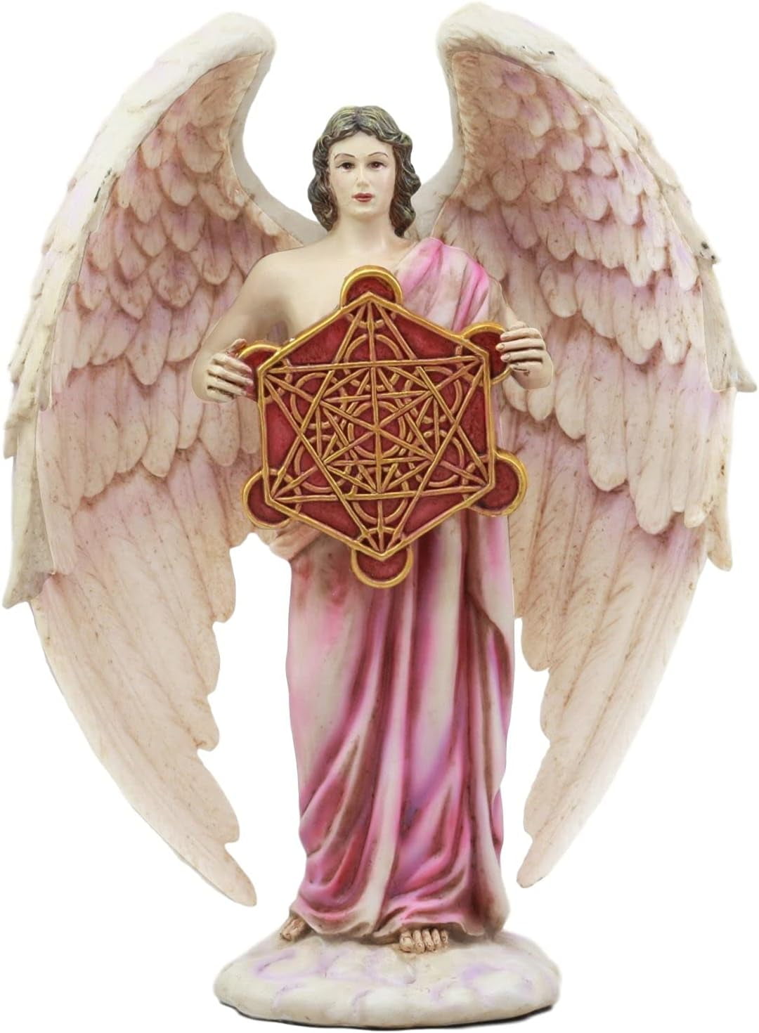 Metatron Angel Holding Sacred Flower of Life Geometric Cube Statue in ...