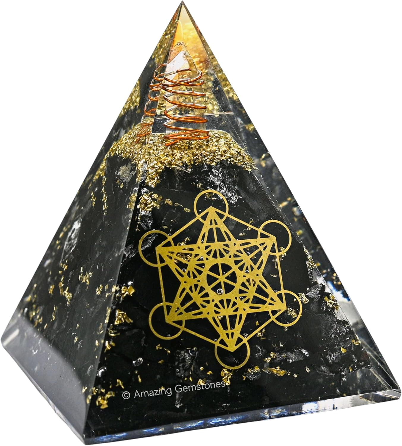 Metatron Cube Orgone Energy Pyramid with Black Tourmaline Crystals and ...