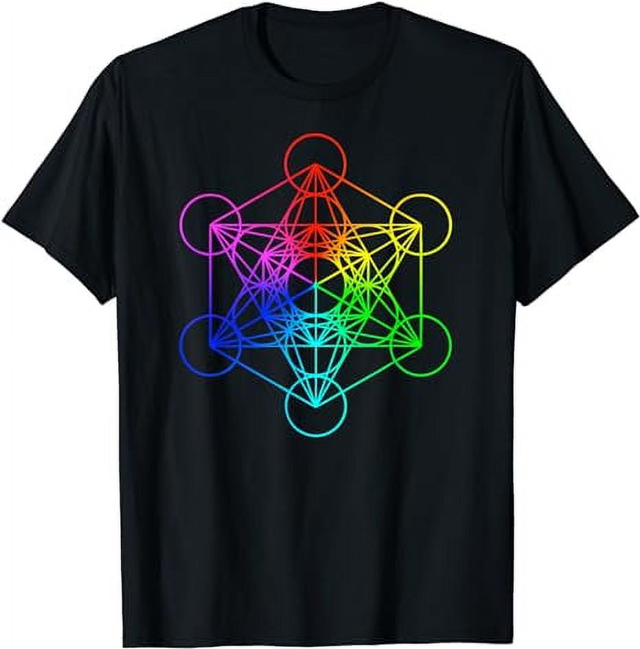 Metatron's Cube sacred geometry T-shirt - Rainbow colors - Walmart.com
