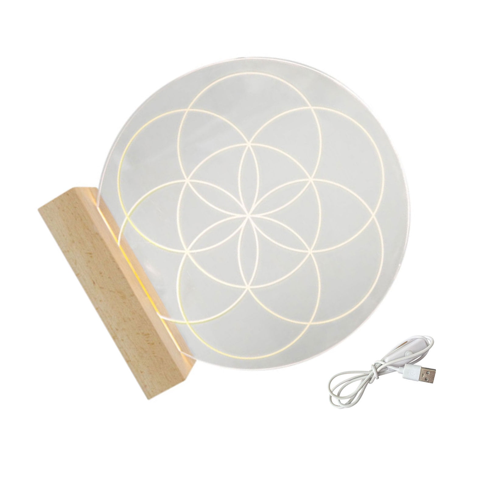 Metatrons Star Acrylic Plate Wiccan Inspired Night Light with Base USB ...