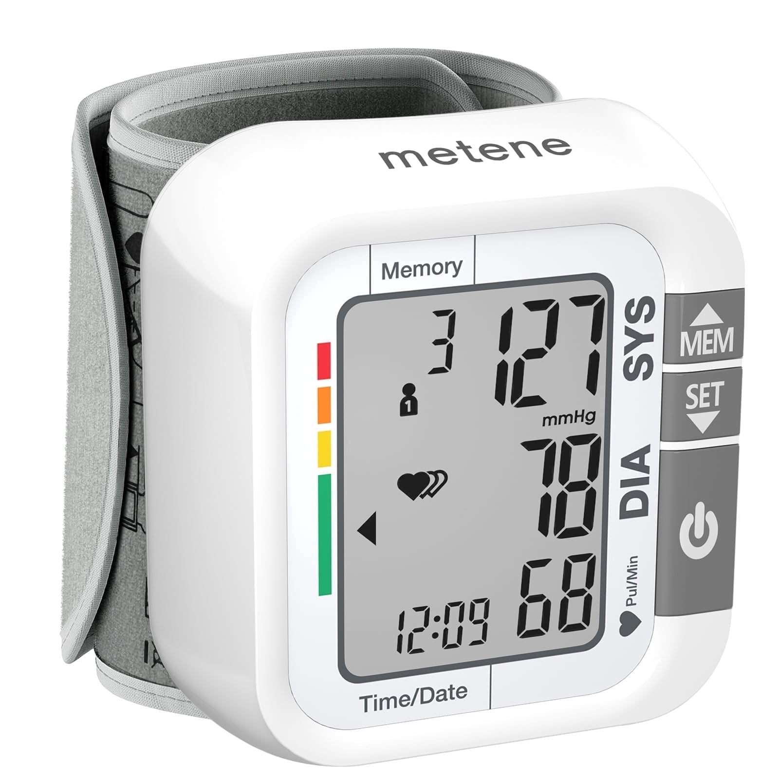 METENE Wrist Blood Pressure Monitor, Large LCD, 99x2 Memory, Fast ...