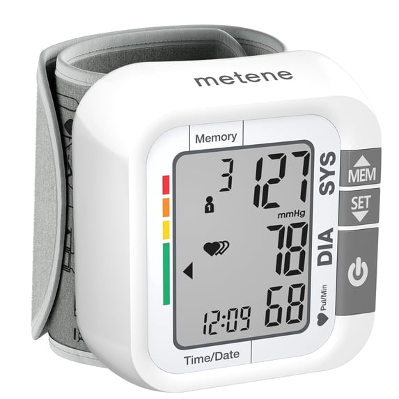 METENE Wrist Blood Pressure Monitor, Large LCD, 99x2 Memory, Fast ...