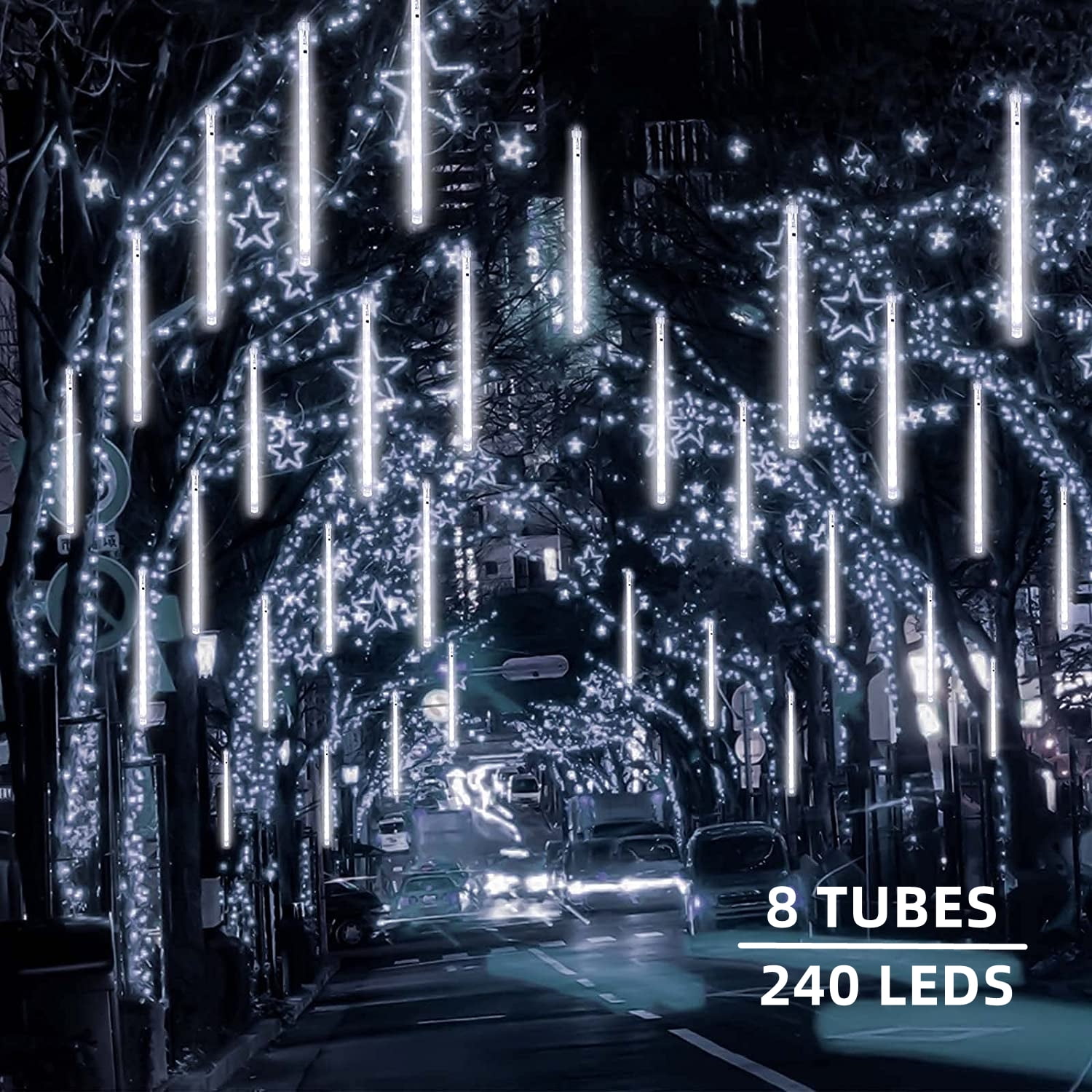 Meteor Rain Lights LED Falling Drop Lihgt 8 Tube 240 LED Snowfall ...