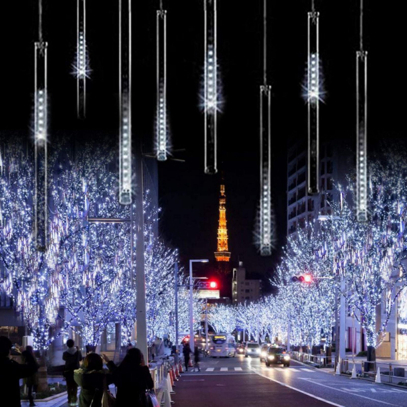 Meteor Shower Lights, Outdoor Icicles Christmas Lights, 12 Inch 3 x 288 ...