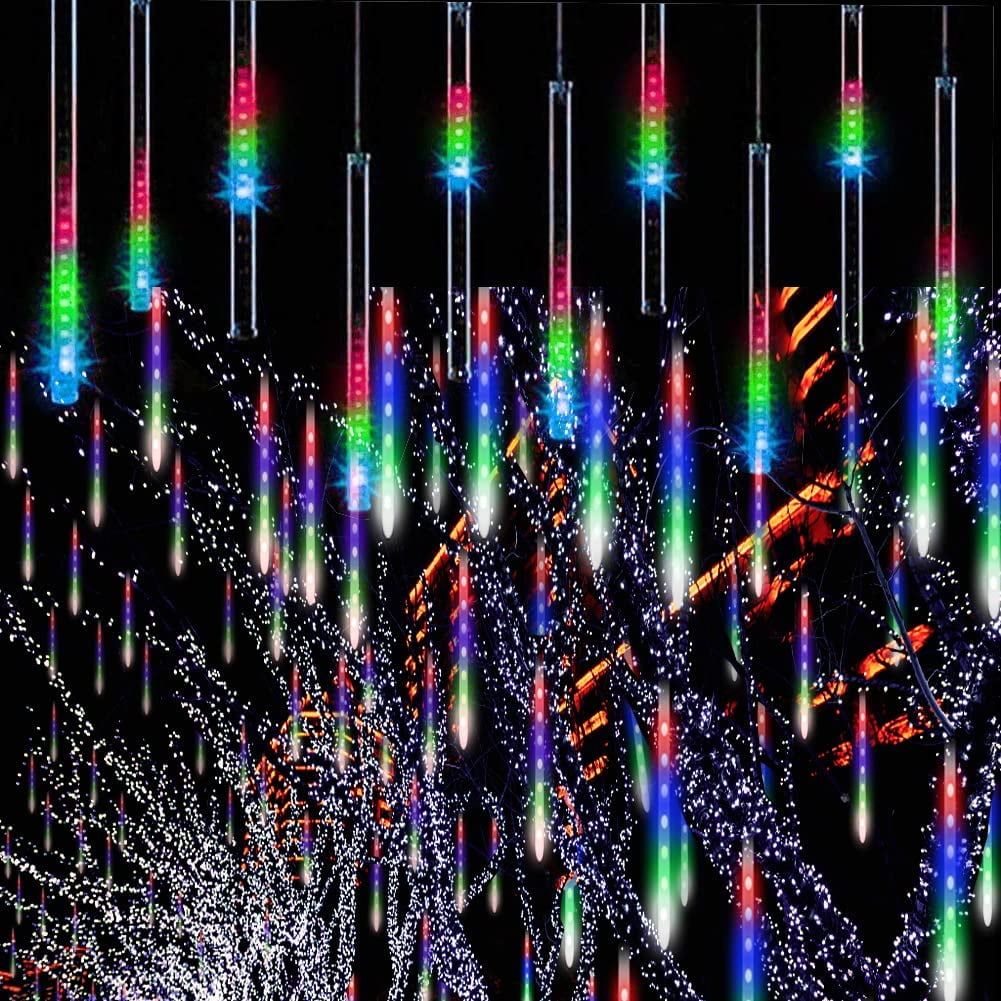 Meteor Shower Lights 144 LED Falling Rain Lights with 30cm 8 Tubes ...
