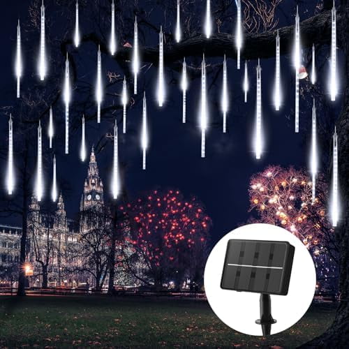 Meteor Shower Lights 20 Tubes 16 Inch 720 LED Solar Christmas Lights ...