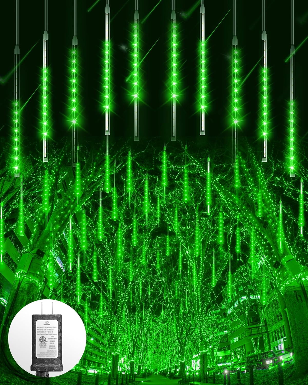 Meteor Shower Lights Outdoor 10Tubes 16 Inch 360 LED Christmas Lights ...
