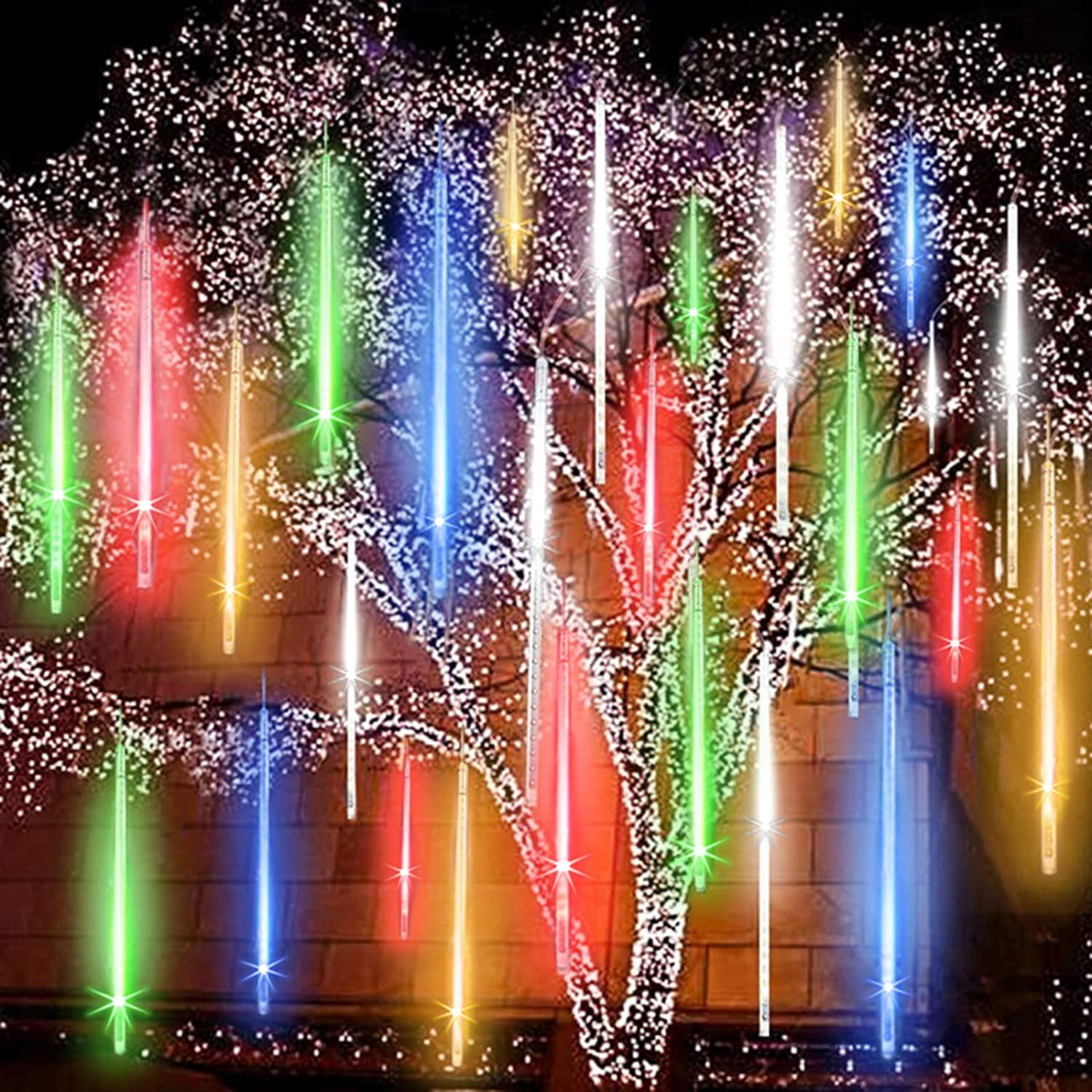 Meteor Shower Lights Outdoor, 30cm 8 Tube 192 LEDs Cascading Falling ...