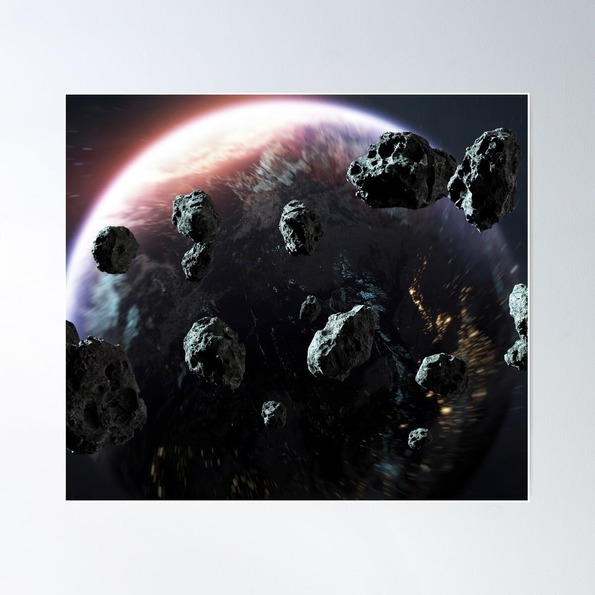 Meteor Shower On Earth Poster Wall Art, Modern Wall Decor For Living ...