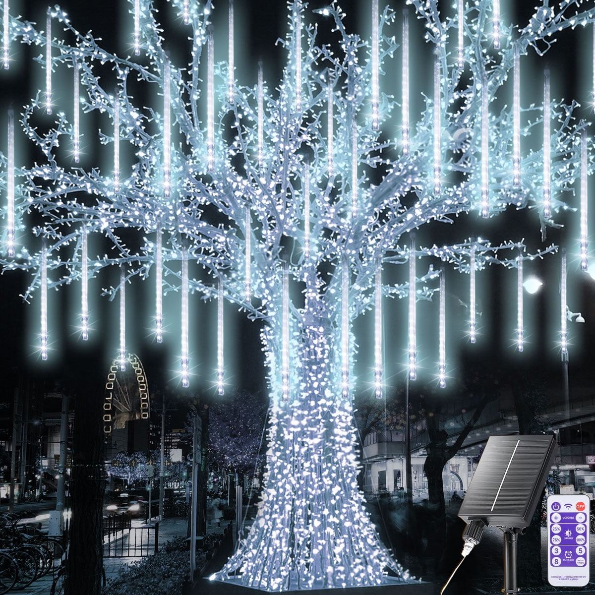 Meteor Shower Rain Lights, 8 Tube 288 LED Waterproof Icicle Snow Fall ...
