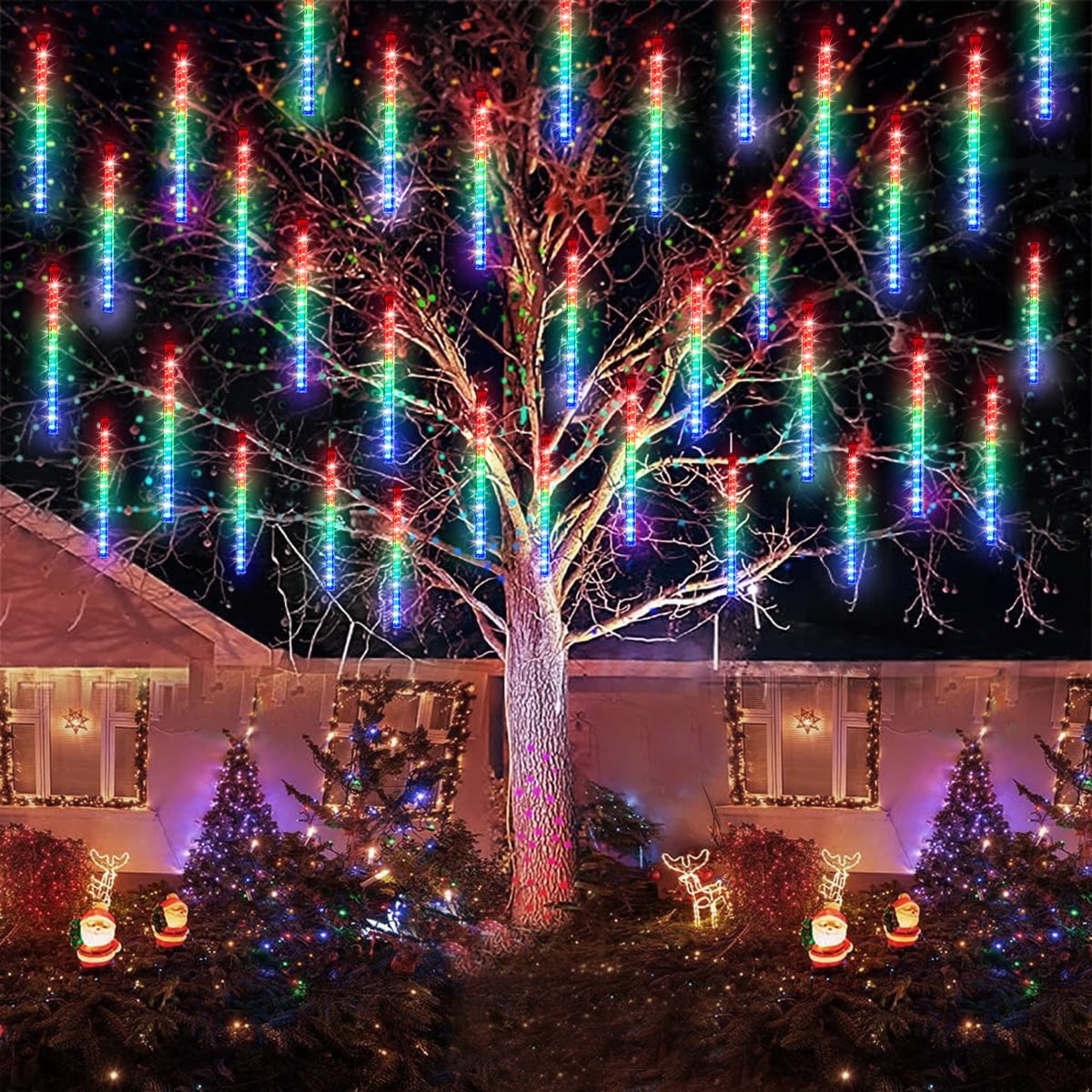 Upgraded 50cm 10 Tubes 540 LED Meteor Shower Rain Lights, Drop/Icicle ...