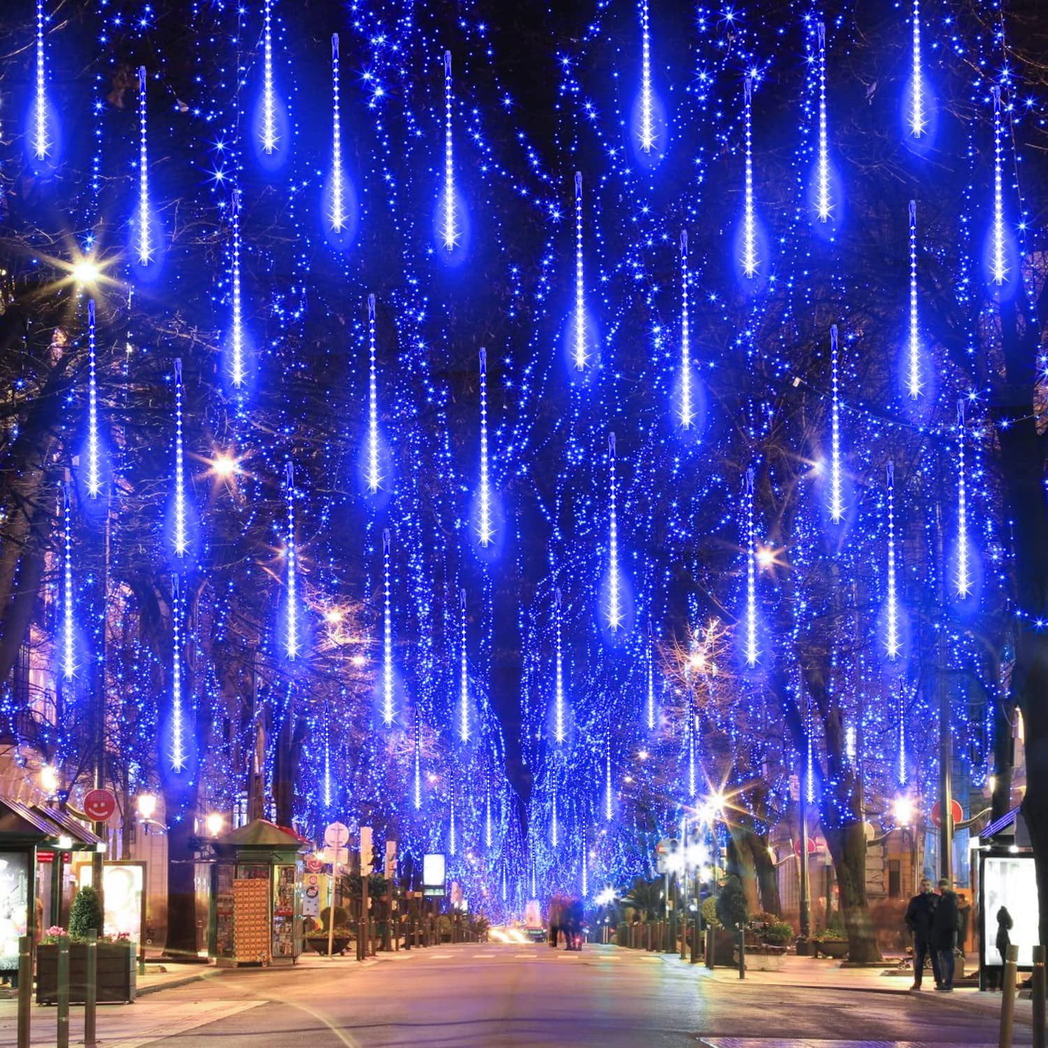 Meteor Shower Rain Lights, 40cm 10 Tubes 360 LEDs Waterproof Falling ...