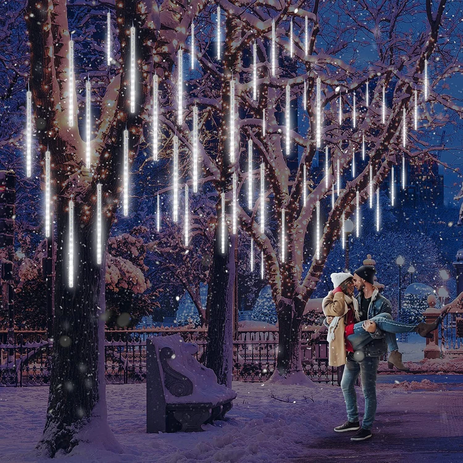 Meteor Shower Rain Lights 50Cm 240Led Falling String Light Hanukkah ...