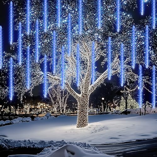 Meteor Shower Rain Lights,864 LED Christmas Lights Icicle Snow Falling ...