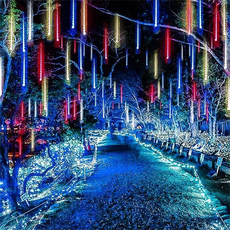 Meteor Shower Rain Lights Outdoor Christmas Lights 30/50cm 8 Tubes LED ...