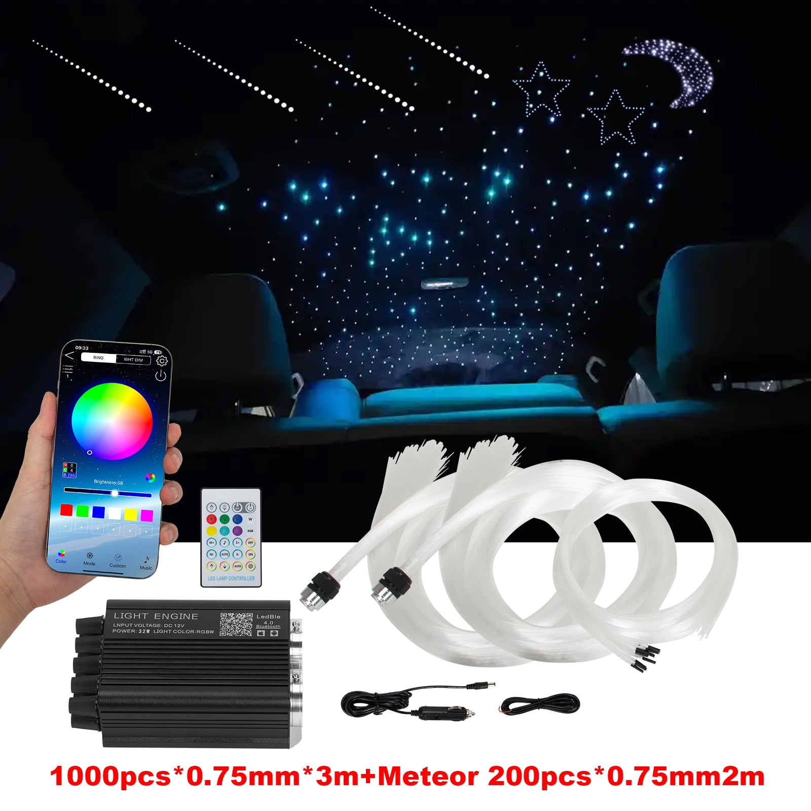 Meteor/Twinkle Car/Home Headliner Star Light kit Roof for Car Home ...