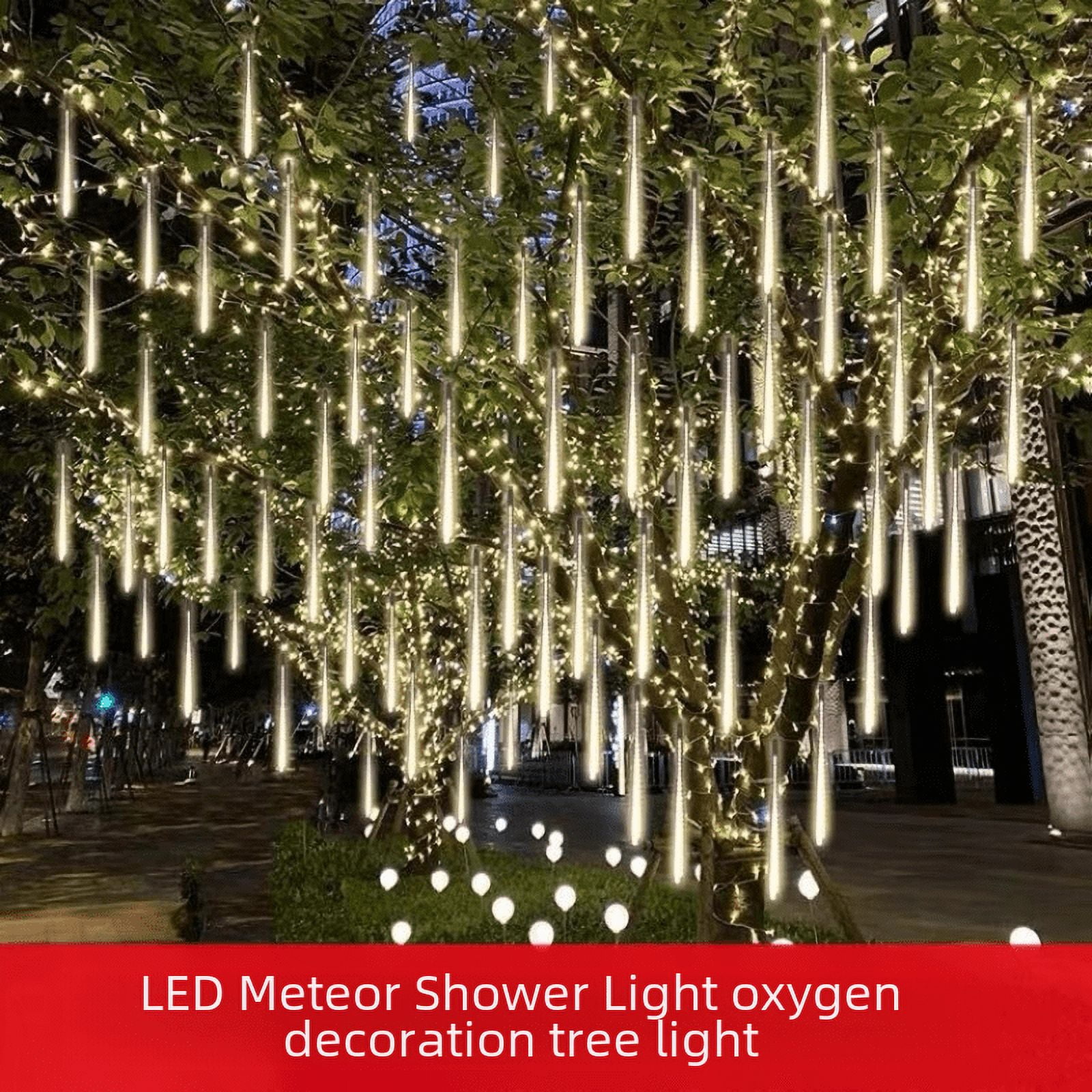 Meteor shower led string lights meteor lights solar tree lights hanging tree decorative lights ...