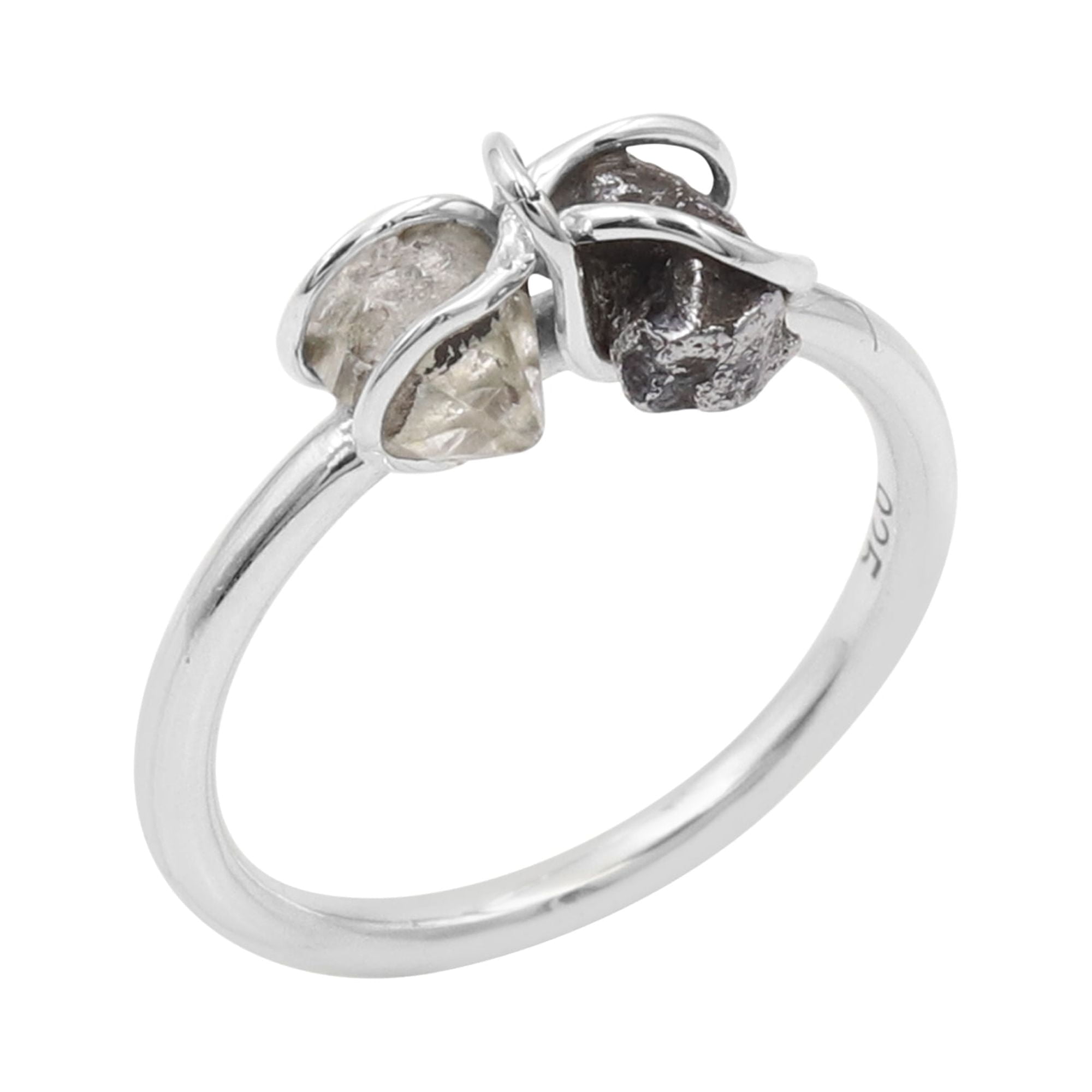 Meteorite Gemstone Ring Herkimer Diamond Ring Sterling Silver Ring ...
