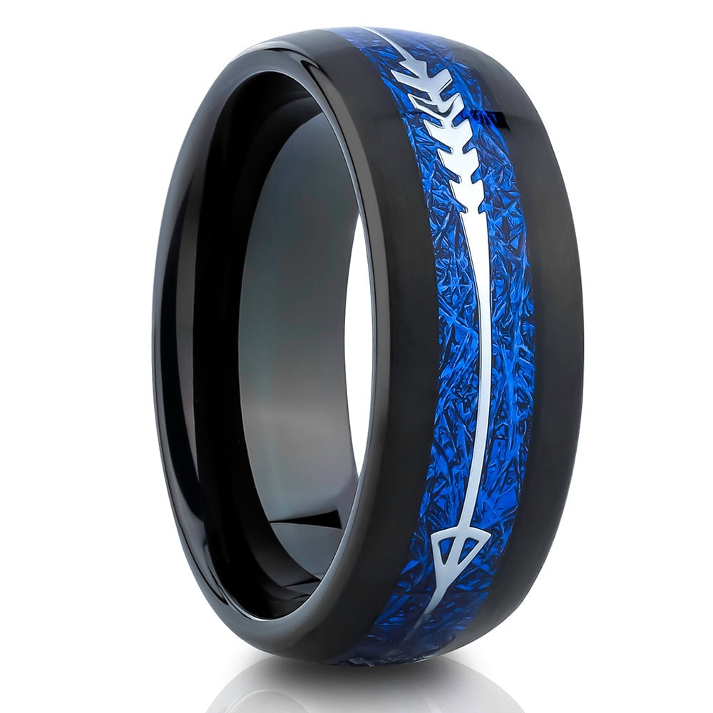 Meteorite Wedding Ring,Black Wedding Ring,8mm Tungsten Ring,Engagement ...