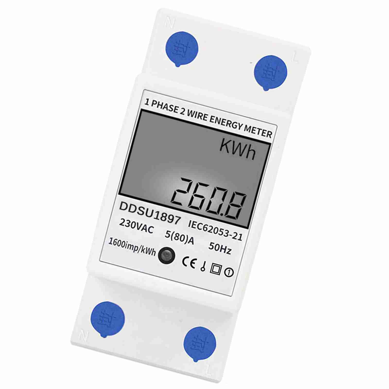 Meter Digital Electric Energy Meter Single Phase DIN Rail Electricity ...