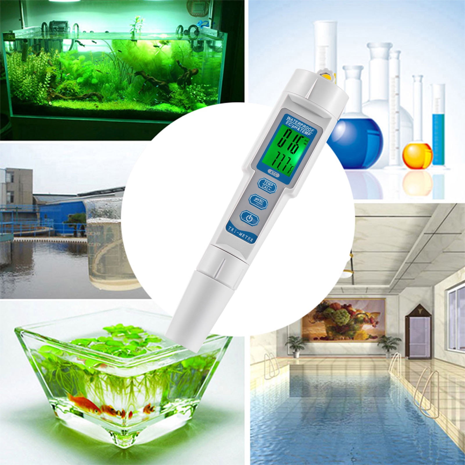 Meter Professional 3 In 1 Multi Parameter Water Quality Tester Portable ...