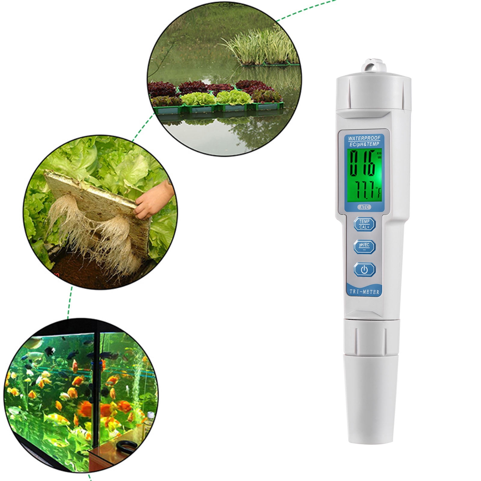 Meter Professional 3 In 1 Multi Parameter Water Quality Tester Portable ...