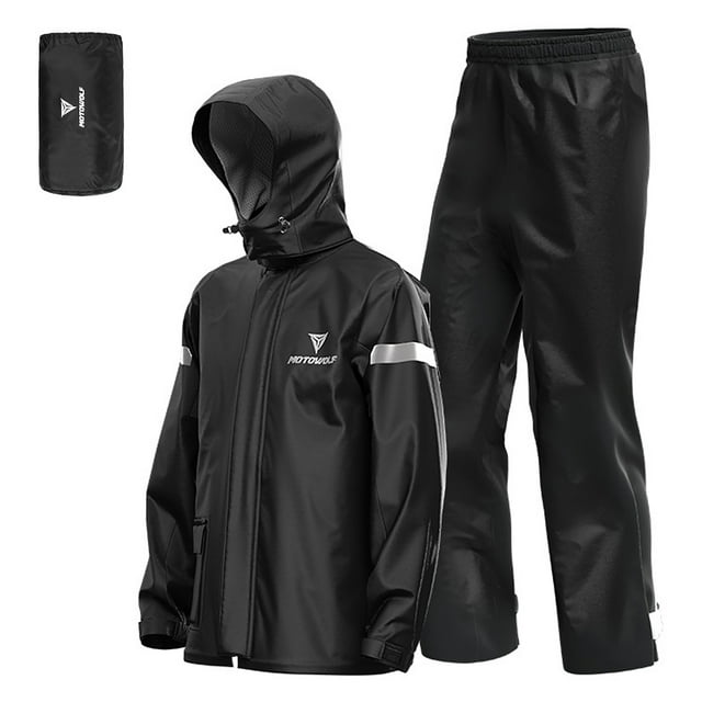 Meterk Men Motorcycle Rain Suit Reflective Waterproof Rain Jacket and ...