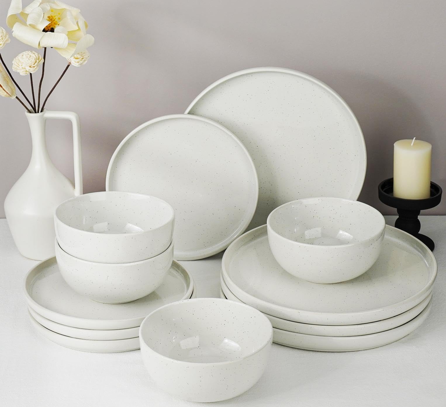 Metflavor Kitchen Plates and Bowls Set Dinner Set for 4 Handpainted ...