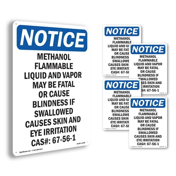 Methanol Flammable Liquid And OSHA Notice Aluminum Sign 10 Inch x 7 ...