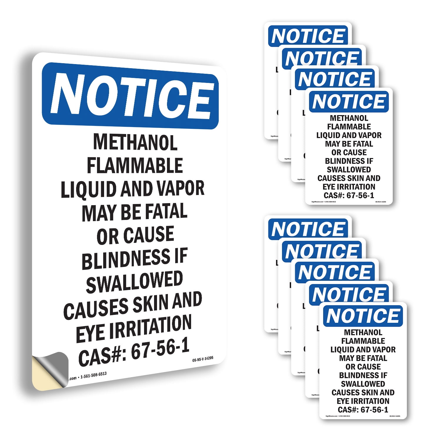 Methanol Flammable Liquid And OSHA Notice Vinyl Decal Label 18 Inch x ...
