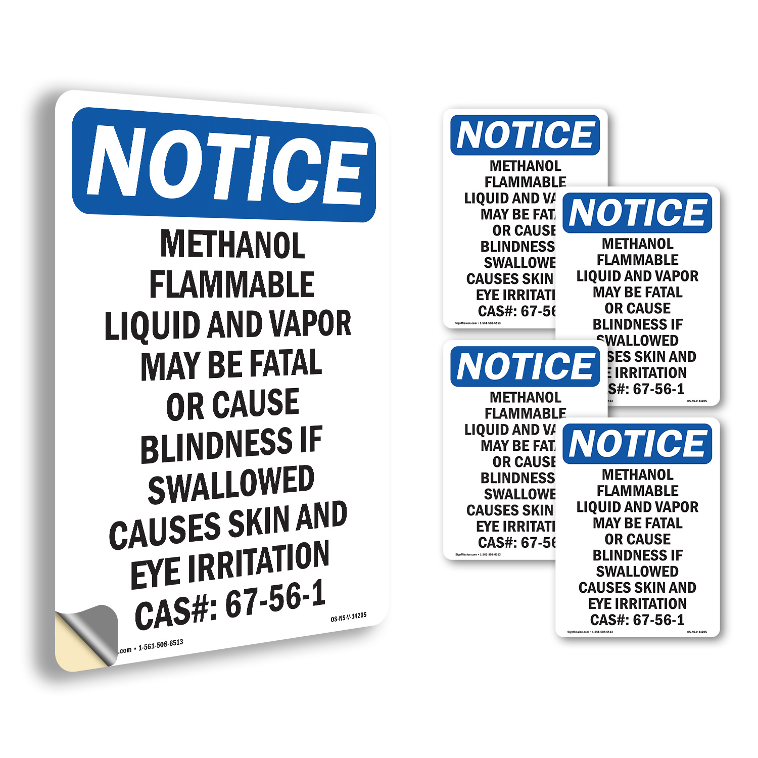 Methanol Flammable Liquid And OSHA Notice Vinyl Decal Label 18 Inch x ...