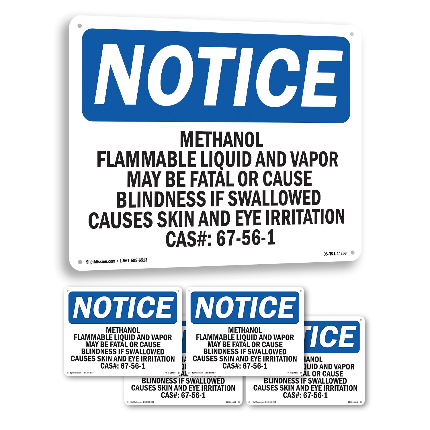 Methanol Flammable Liquid And Vapor May OSHA Notice Aluminum Sign 18 ...