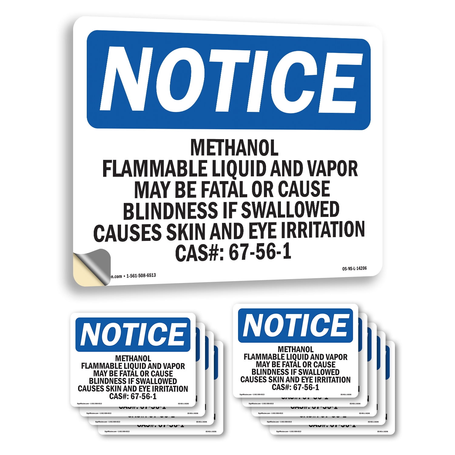 Methanol Flammable Liquid And Vapor May OSHA Notice Vinyl Decal Label ...