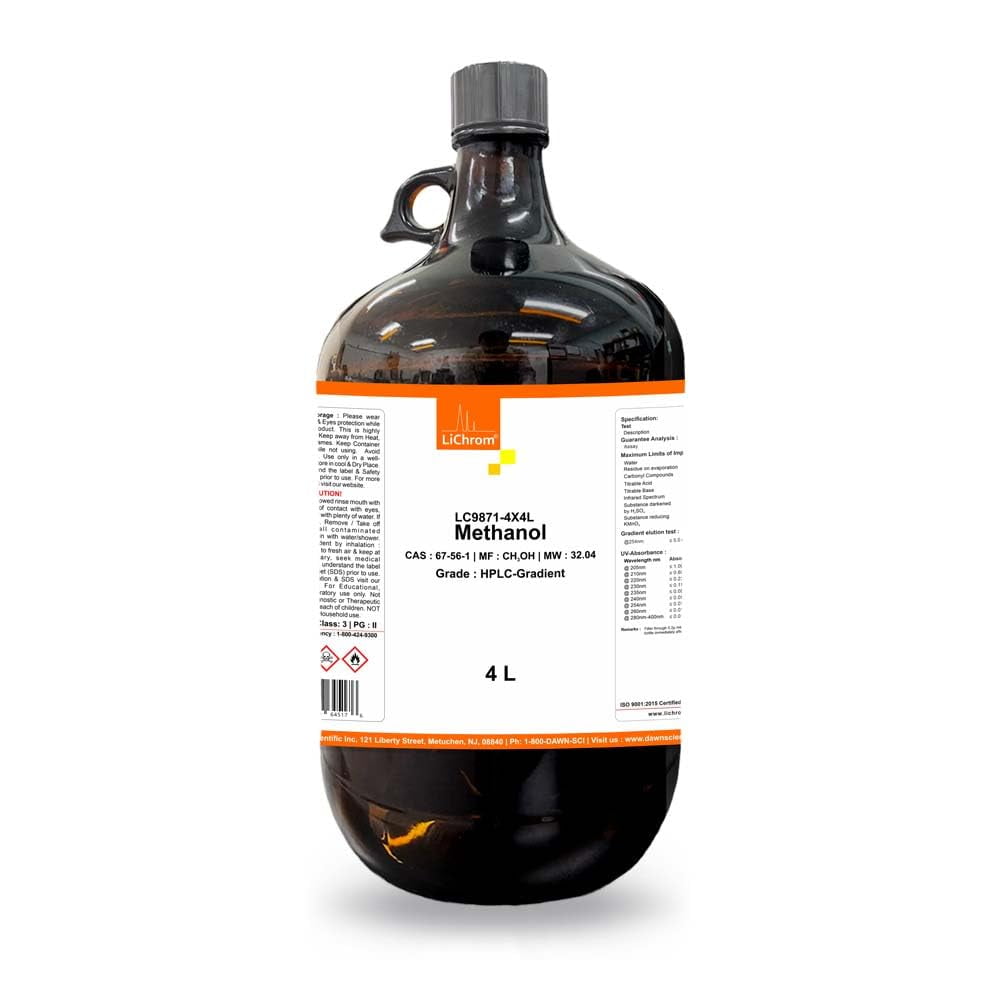 Methanol, HPLC Grade, 99.9 Min 4 Liter (via Ground Shipping only ...