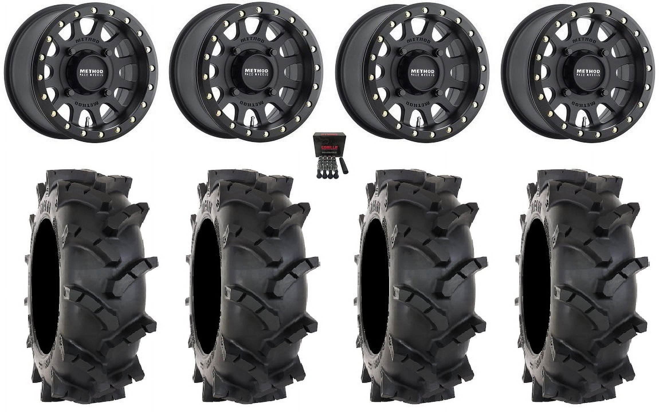 Method 401 14" Bdlk Wheels Bk 5+2 28" MT410 Tires Polaris RZR XP 1000 ...