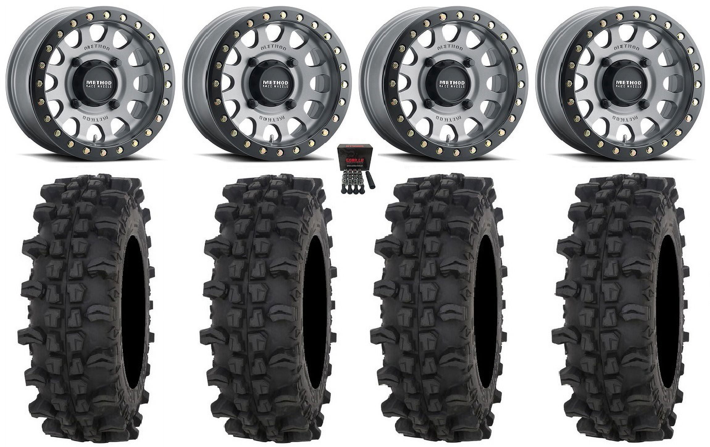 Method 401 Bdlk 14" Wheels Titanium 4+3 28" ACP Tires Sportsman RZR ...