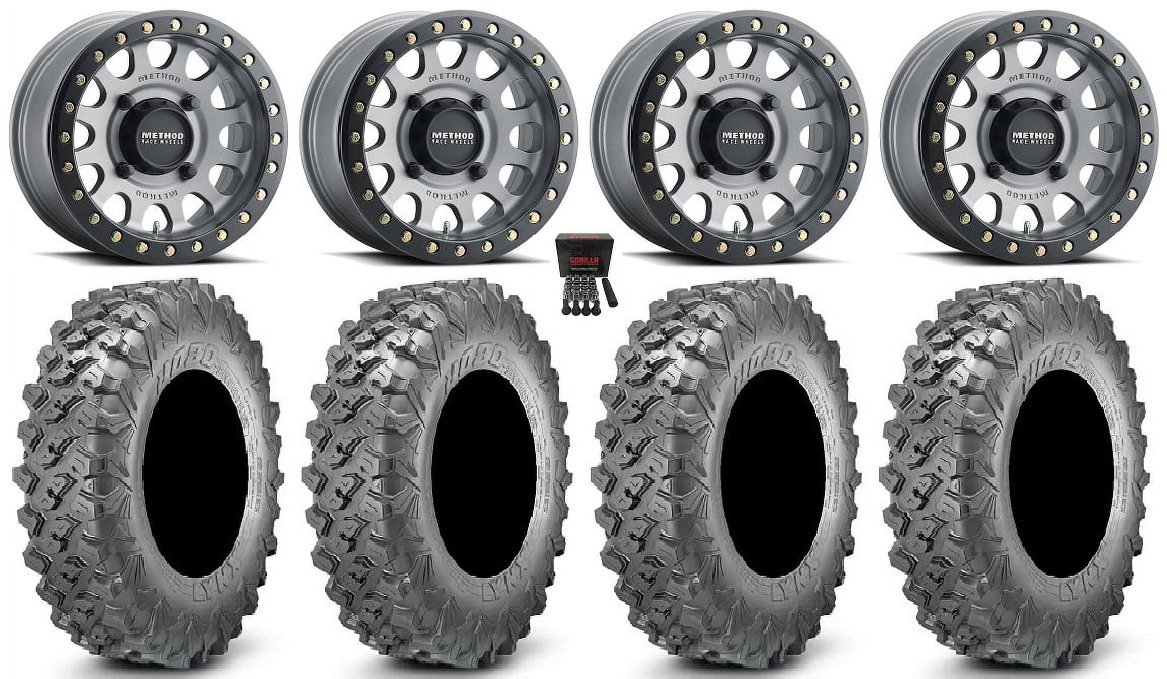 Method 401 Bdlk 14" Wheels Titanium 4+3 28" Lynx SXS Tires Polaris RZR ...