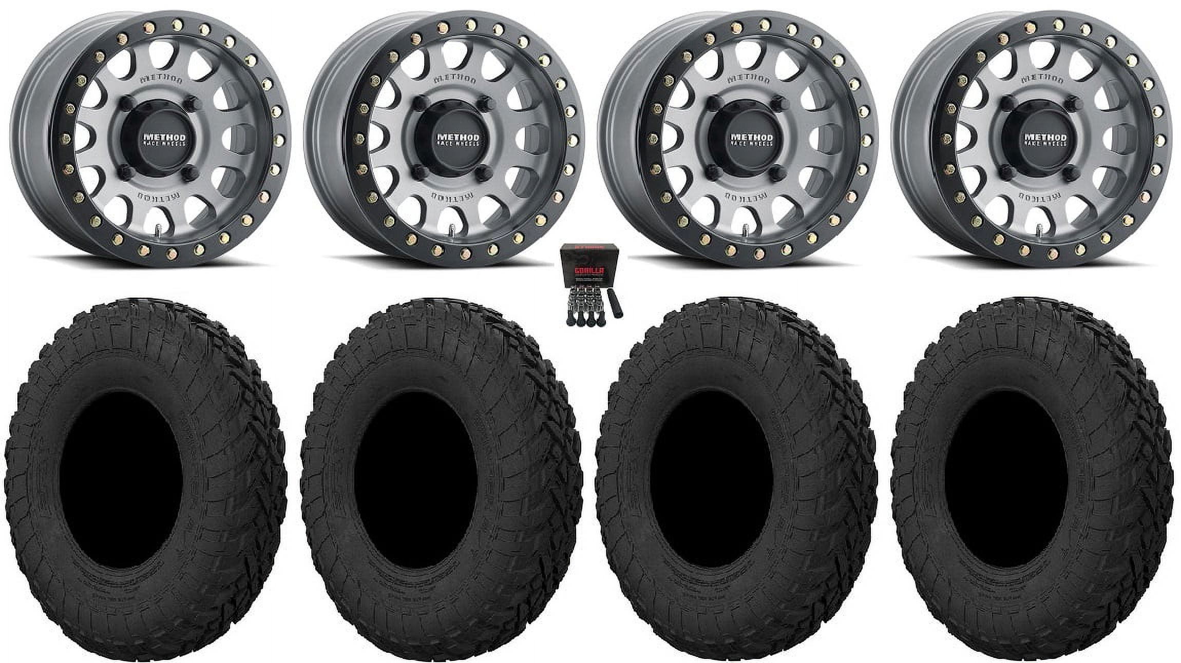 Method 401 Bdlk 14" Wheels Titanium 4+3 30" Gripper R/T Tires Polaris ...