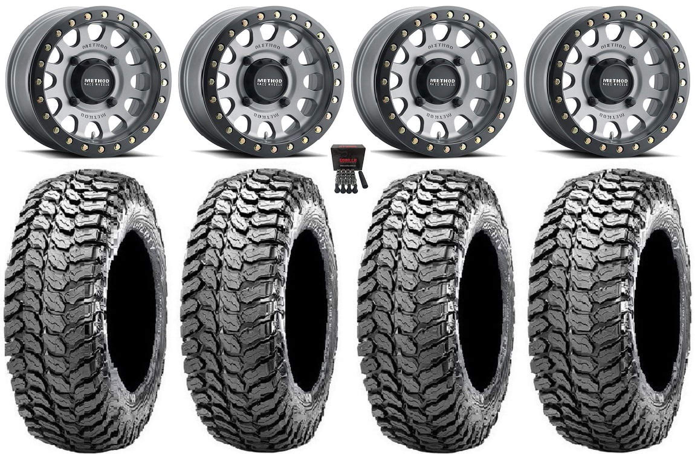 Method 401 Bdlk 14" Wheels Titanium 4+3 30" Liberty Tires Sportsman RZR ...