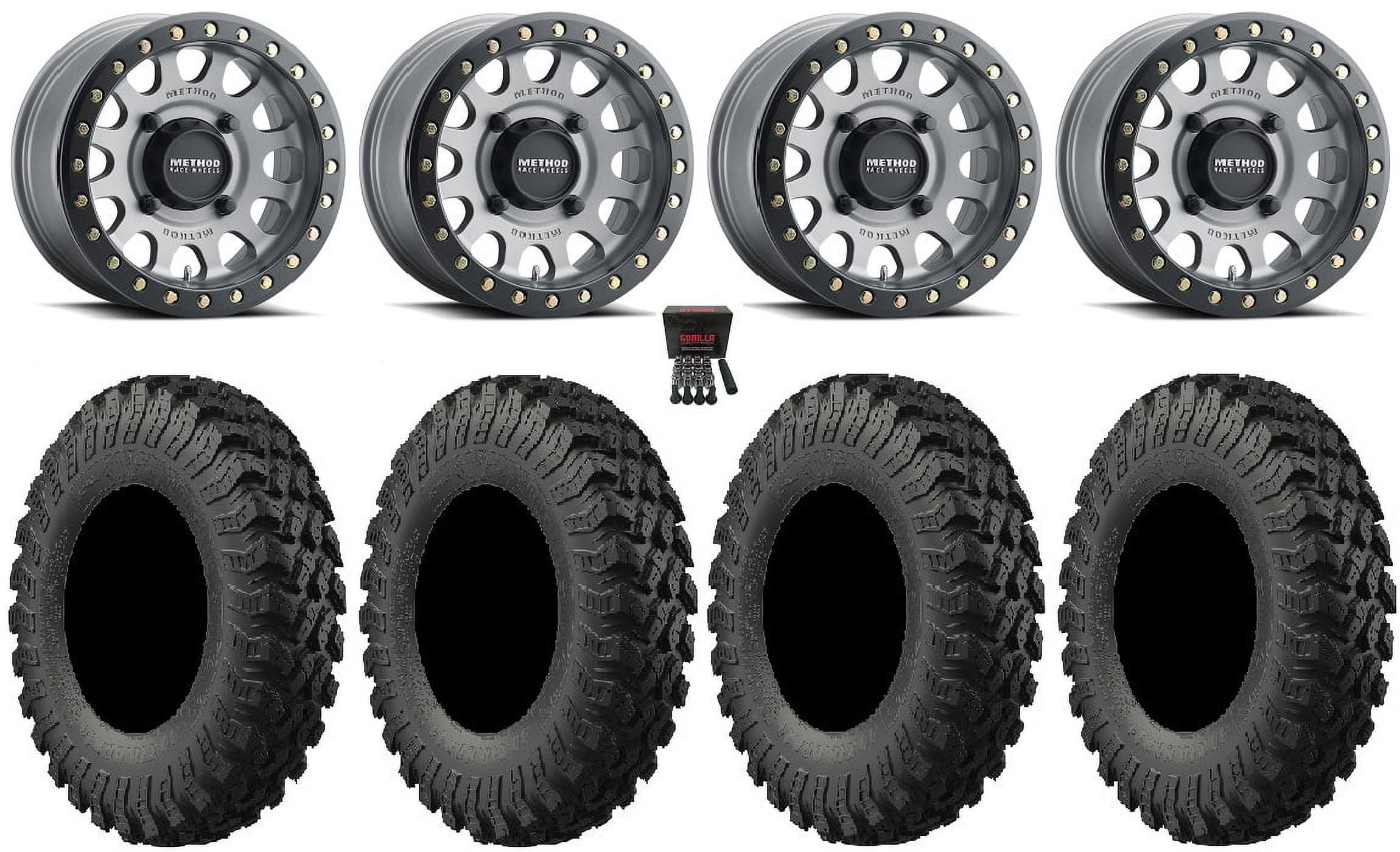 Method 401 Bdlk 14" Wheels Titanium 4+3 30" MotoRally Tires Sportsman ...