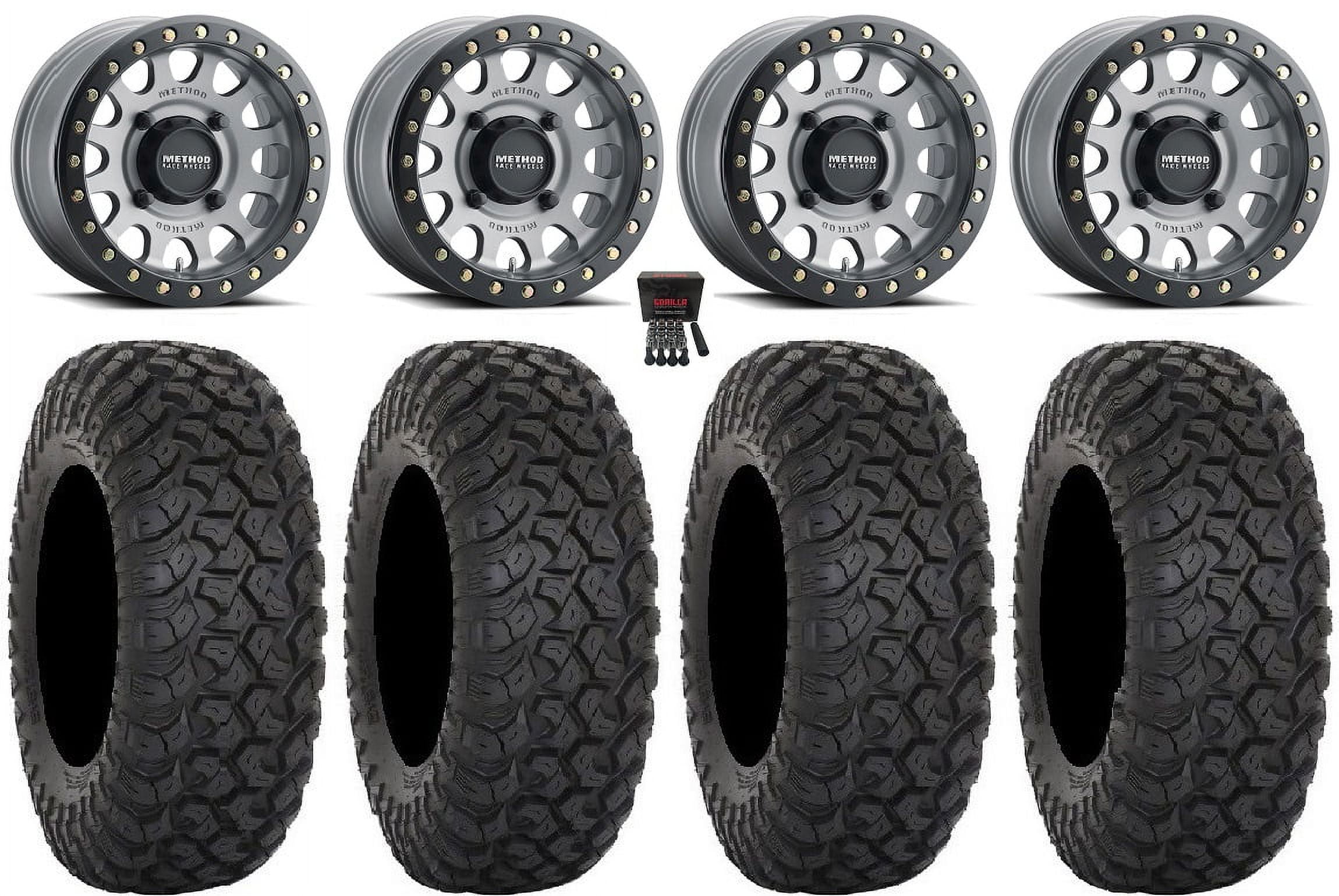 Method 401 Bdlk 14" Wheels Titanium 4+3 30" RT320 Tires Sportsman RZR ...