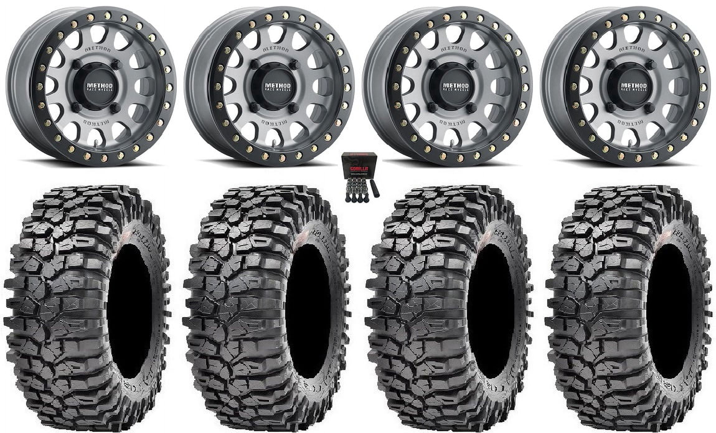 Method 401 Bdlk 14" Wheels Titanium 4+3 30" Roxxzilla Tires Sportsman ...