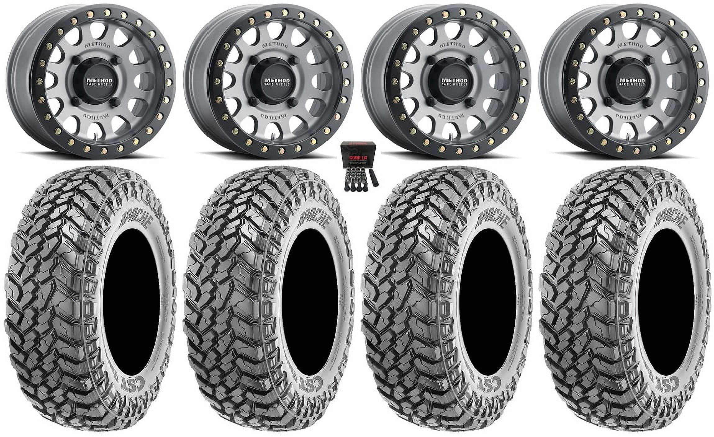 Method 401 Bdlk 14" Wheels Titanium 4+3 32" Apache Tires Sportsman RZR ...