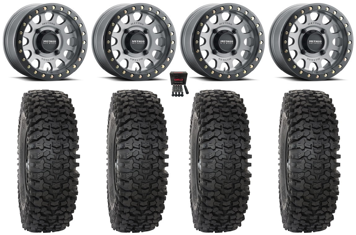 Method 401 Bdlk 14" Wheels Titanium 4+3 32" RC500 Tires Sportsman RZR ...